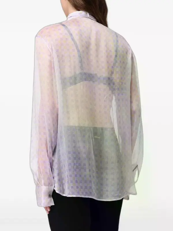 Ermanno Scervino Sheer Check Print Pussy-bow Blouse