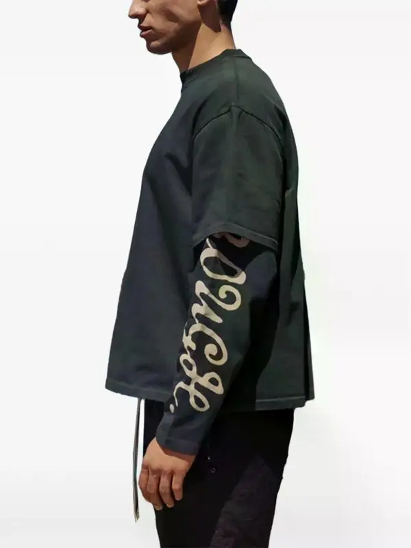 ROUGH. Layered-sleeve Logo-print T-shirt