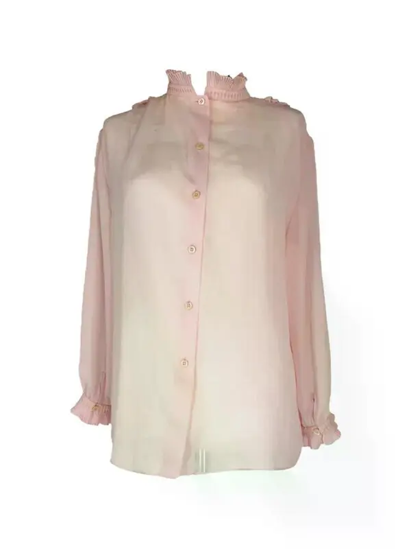 Prada Silk Ruffled High Neck Blouse - Pink