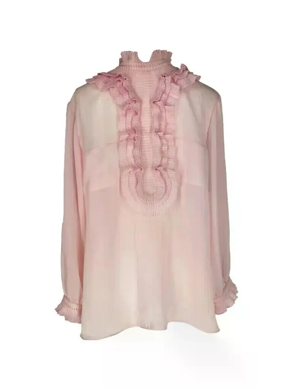 Prada Silk Ruffled High Neck Blouse