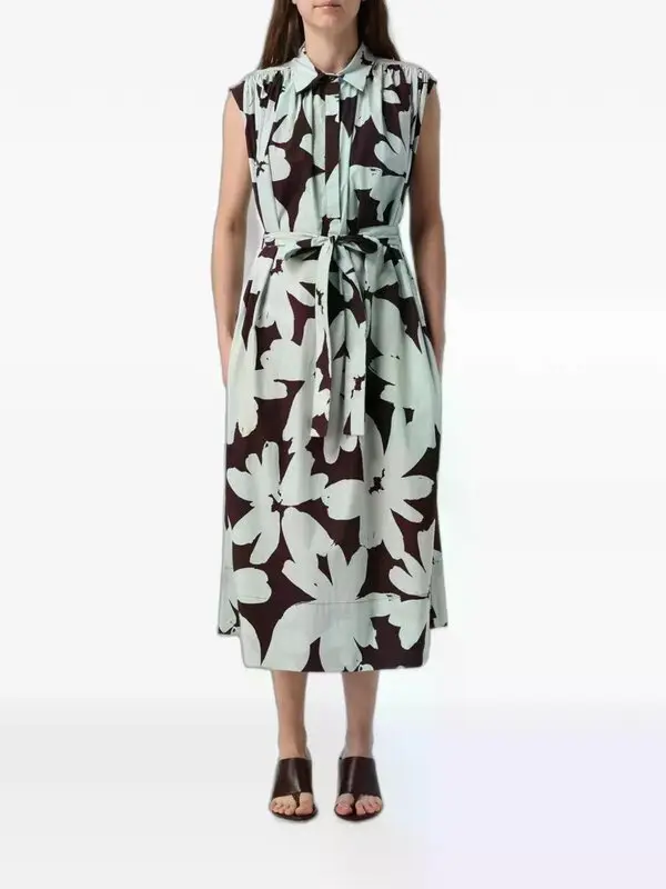 MEIMEIJ Floral-print Belted Midi Dress