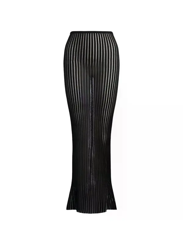 DONDUP Sheer-knit Striped Maxi Skirt