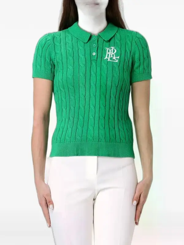Ralph Lauren Cable-knit Embroidered-logo Polo Shirt - Green