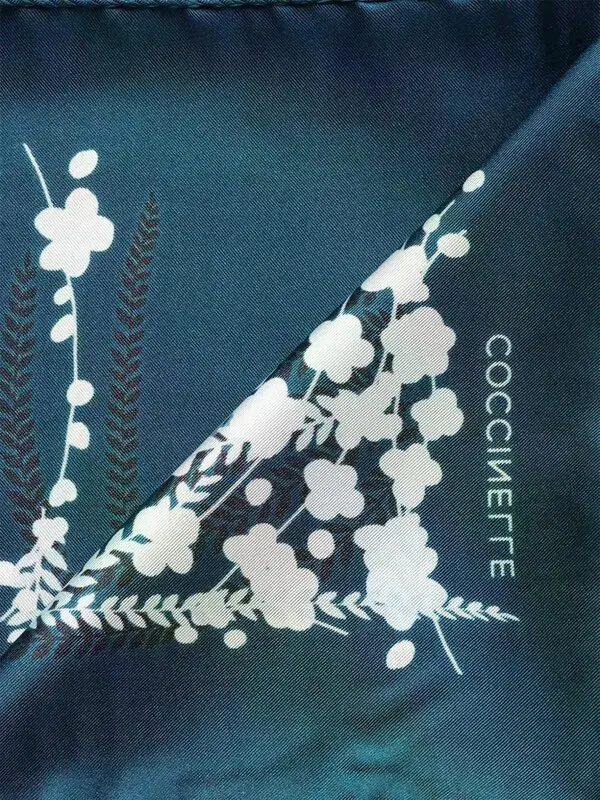 COCCINELLE Algae Floral-print Silk Scarf - Blue