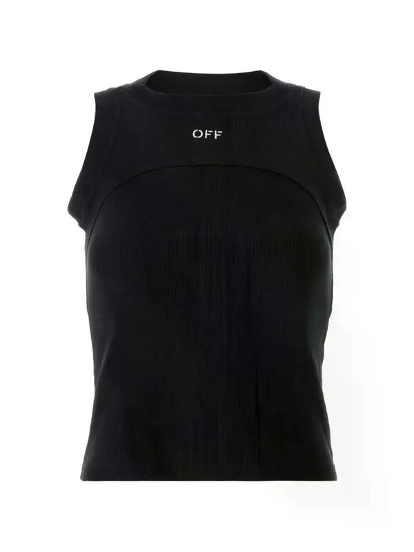 Off-White Logo-print Ribbed Tank Top - Black