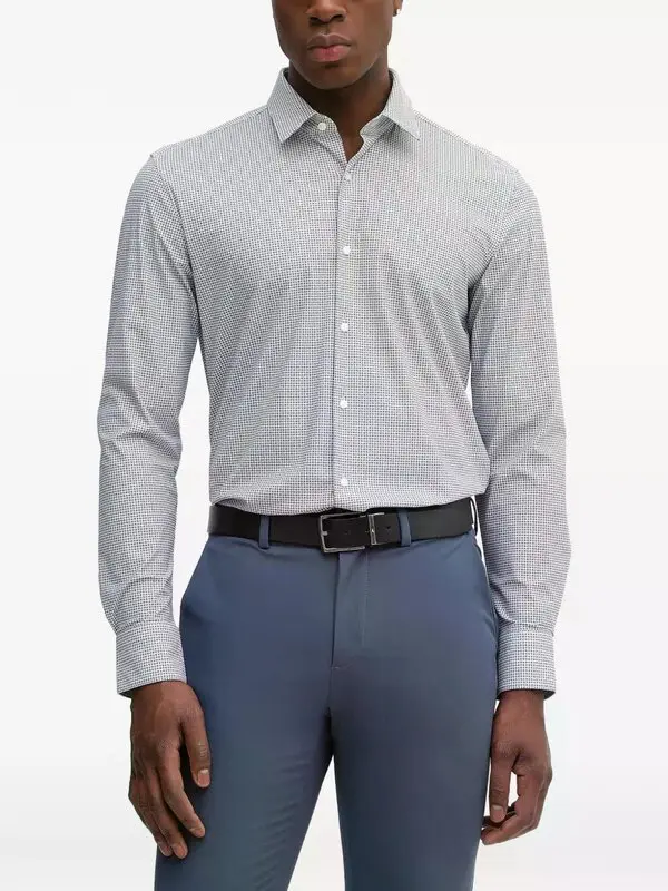 BOSS Micro-pattern Slim-fit Shirt - White