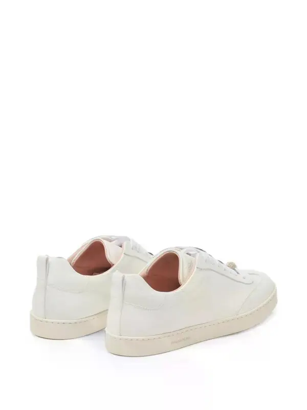 Fabiana Filippi Grained Leather Sneakers With Bead Embellishment