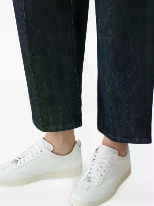 Fabiana Filippi Grained Leather Sneakers With Bead Embellishment