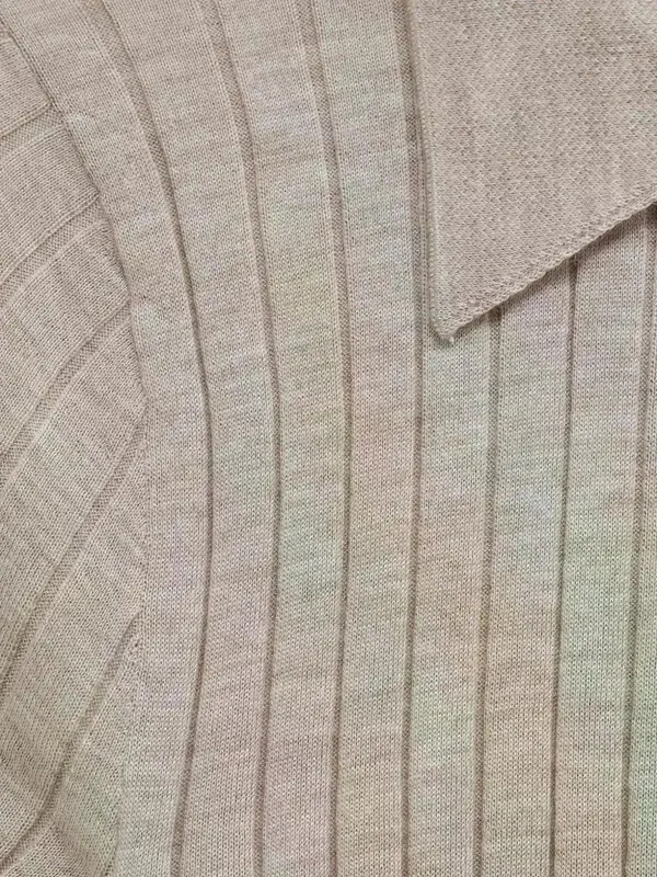 TOTEME Ribbed-knit Polo Top