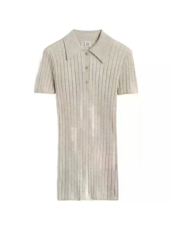 TOTEME Ribbed Knit Polo Top - Neutrals