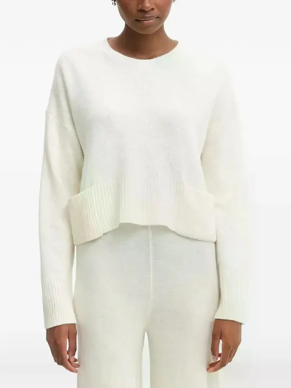 BENETTON Ribbed-trim Drop-shoulder Sweater - White
