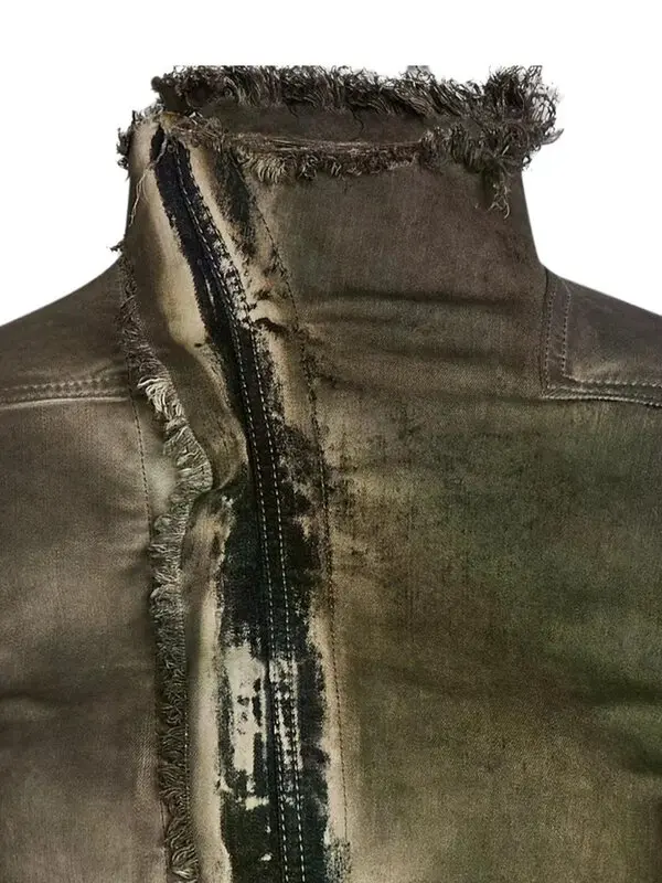 Rick Owens Frayed Edge Denim Jacket - Brown