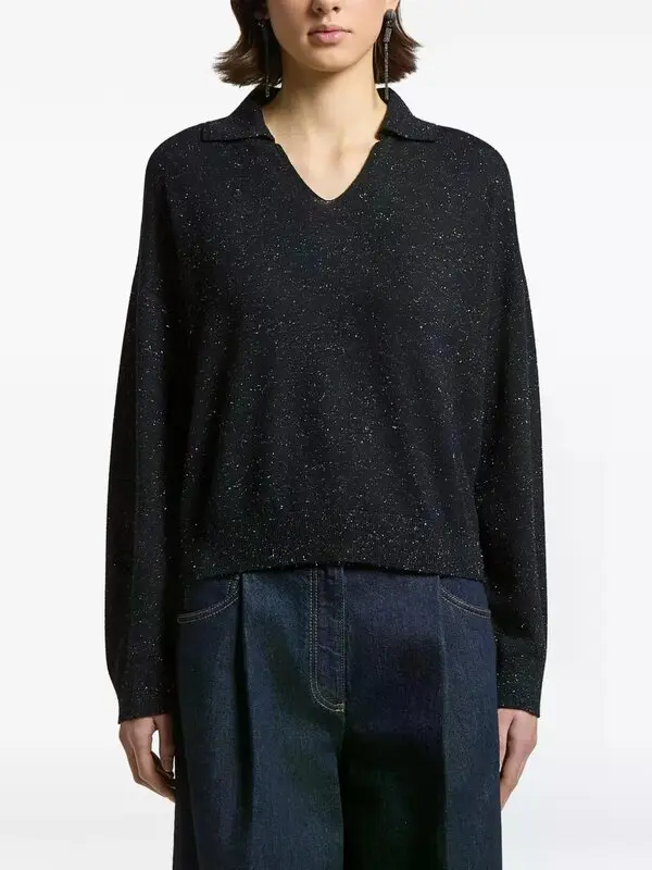 Peserico Speckled Polo-collar Jumper