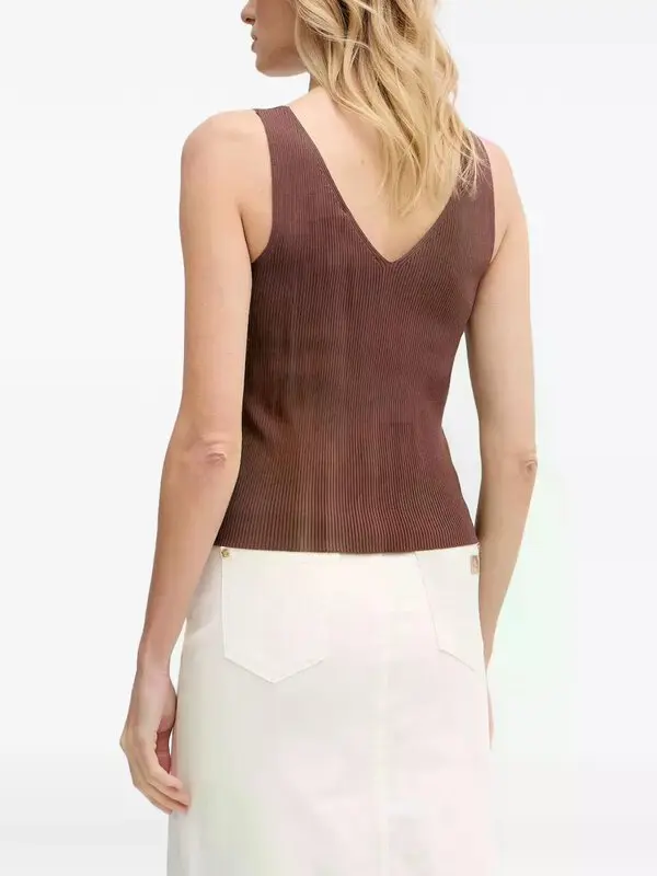 GAUDI Ribbed-knit V-neck Top