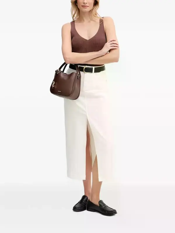 GAUDI Ribbed Knit V-neck Sleeveless Top - Brown