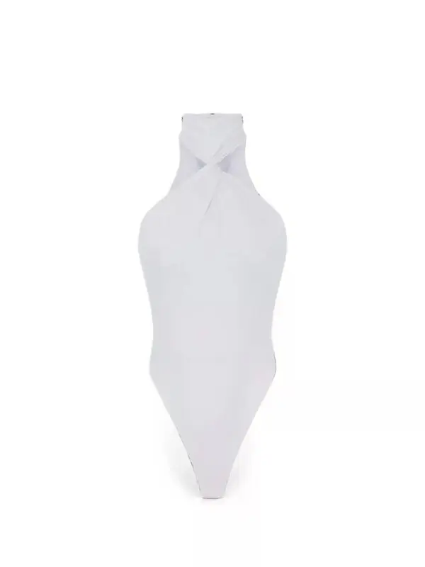 Elisabetta Franchi Twist-detail Mock-neck Bodysuit - White