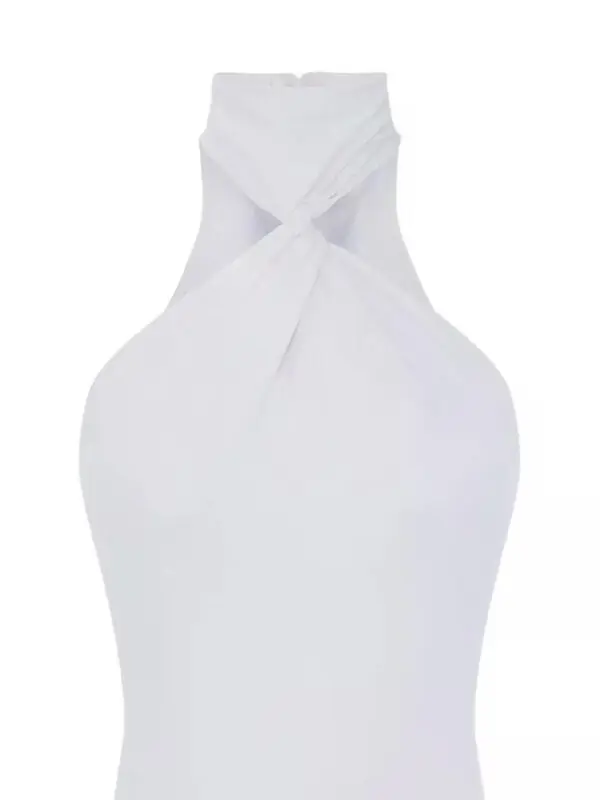 Elisabetta Franchi Twist Detail Mock Neck Bodysuit - White
