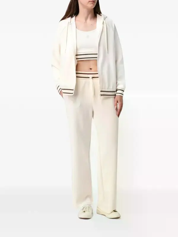 Emporio Armani Wide Leg Track Pants With Drawstring Waistband - White