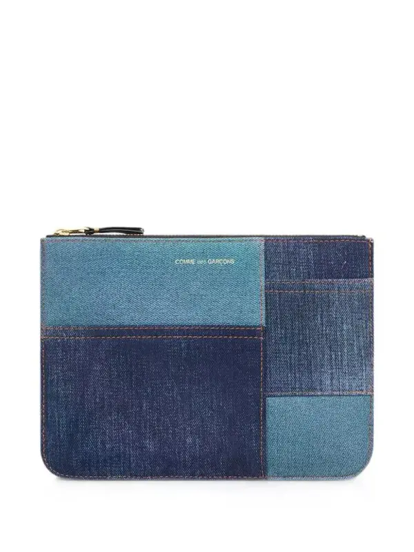 Comme Des Garçons Patchwork Denim-effect Wallet - Blue