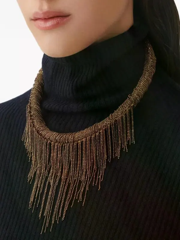Fabiana Filippi Beaded Fringe Necklace - Brown