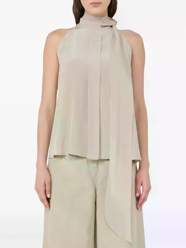 Max Mara Fune Tie-neck Pleated Blouse - Neutrals