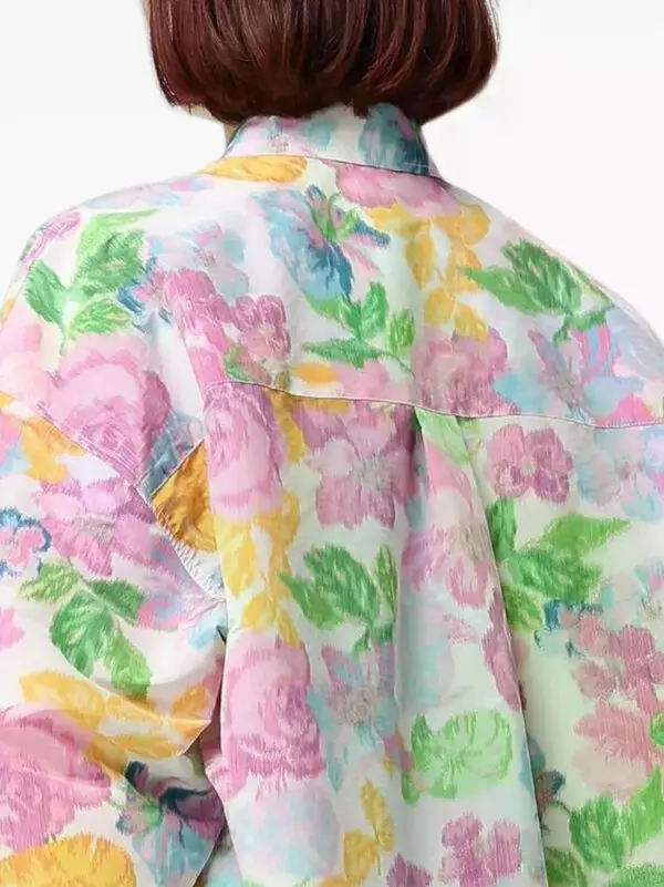 MSGM Floral Print Cotton Shirt - White