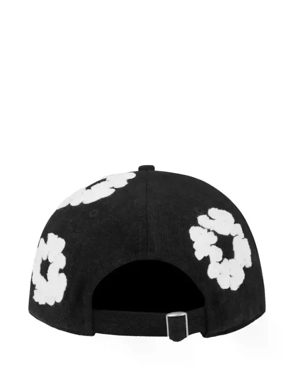 DENIM TEARS Floral Appliqué Denim Cap - Black