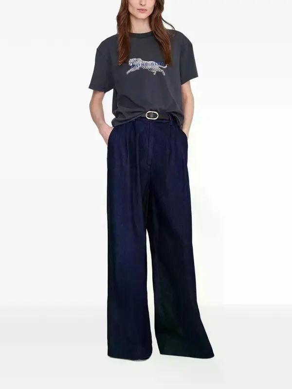 ANINE BING Cade T-shirt Leopard Washed Black