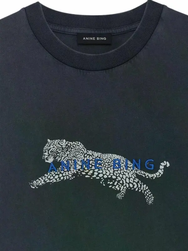 ANINE BING Cade T-shirt Leopard Washed Black