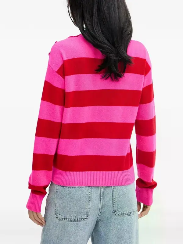 From Future Striped Heart-button Sweater