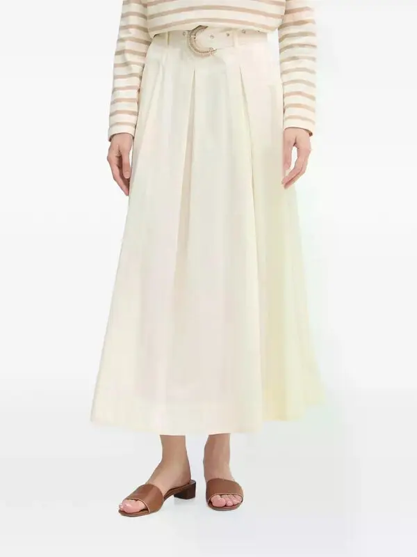 GAUDI Belted Pleated Skirt - Neutrals