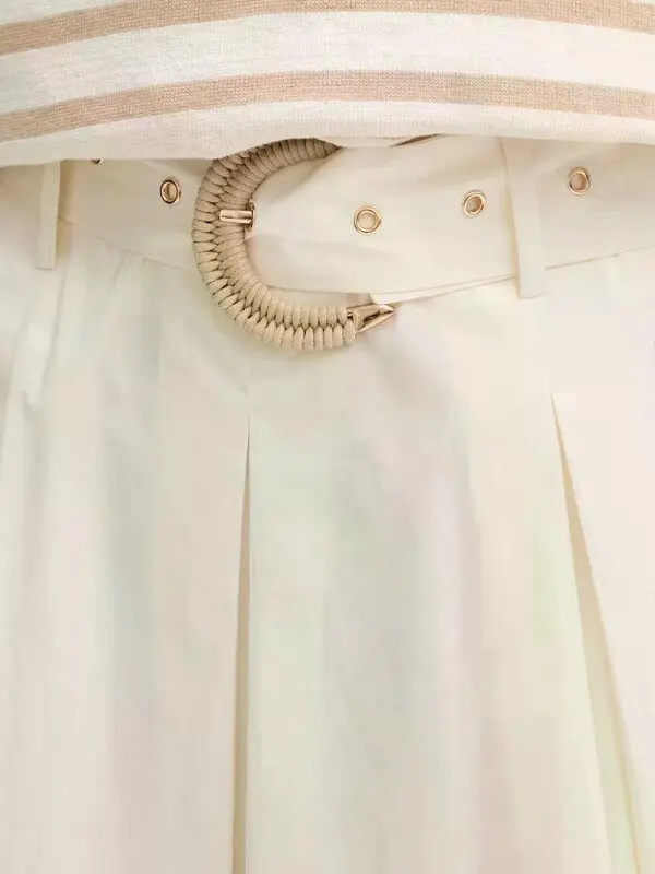 GAUDI Belted Pleated Skirt - Neutrals