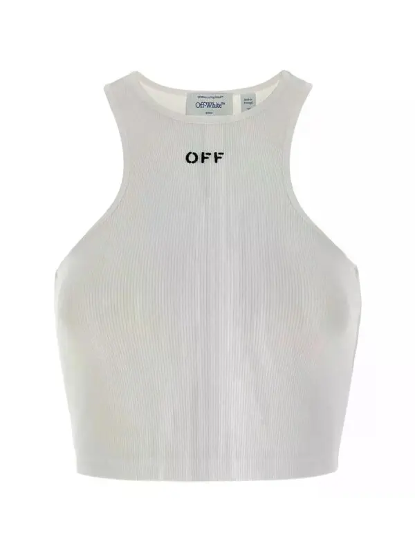 Off-White Ribbed Logo-detail Crop Top