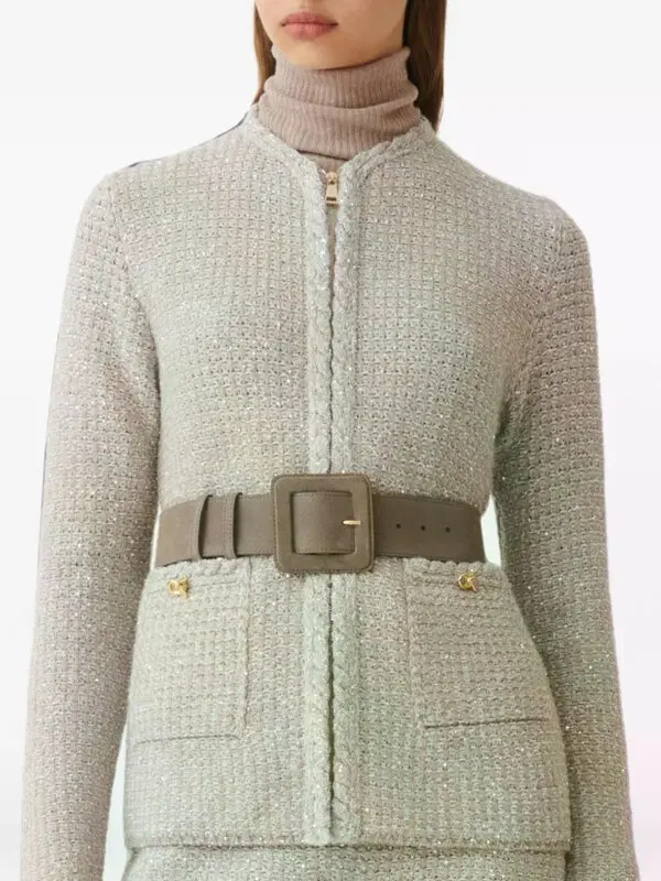 Fabiana Filippi Suede Belt With Square Buckle - Grey