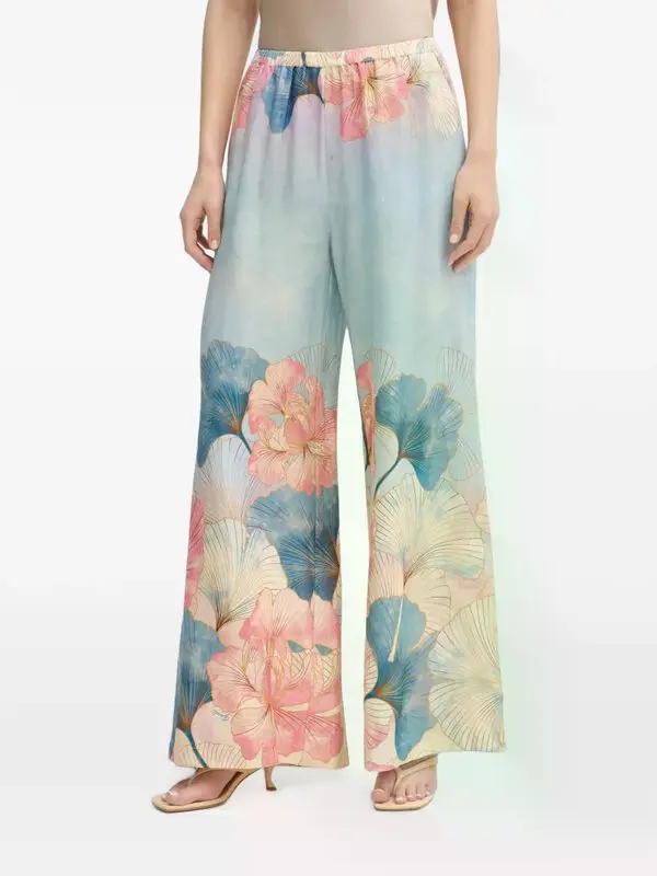 GAUDI Floral Print Wide-leg Trousers