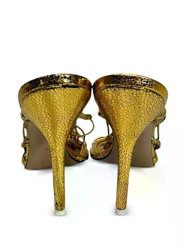 Attico Embellished Metallic Leather Sandals - Gold