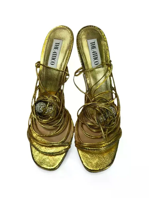Attico Embellished Metallic Leather Sandals