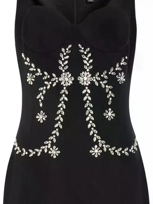 Huishan Zhang Crystal Embellished Sweetheart Neck Maxi Dress - Black
