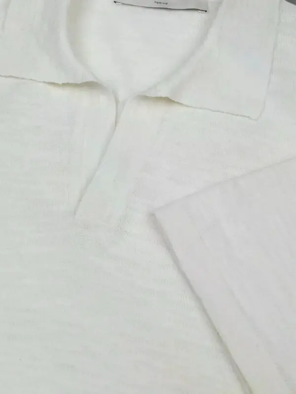 BROOKSFIELD Bowling-collar Linen Polo T-shirt - White