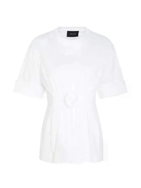 Simone Rocha Gathered T-shirt With Flower Appliqu - White