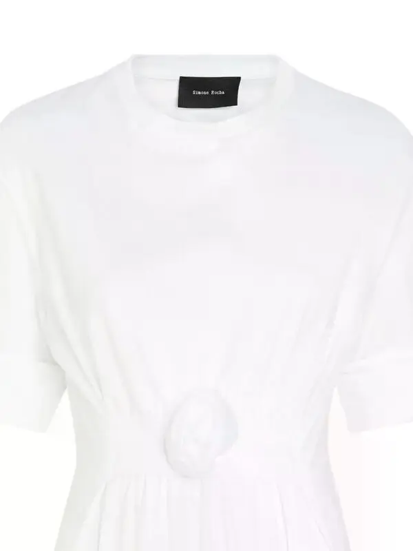 Simone Rocha Gathered T-shirt With Flower Appliqu - White