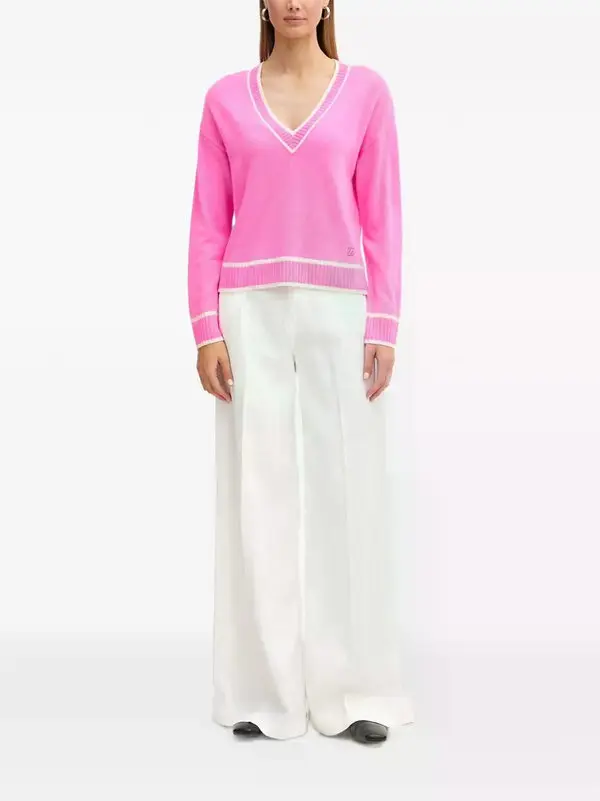From Future Striped Trim V-neck Sweater