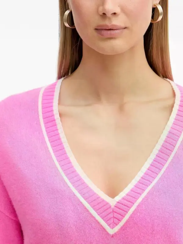 From Future Striped Trim V-neck Sweater