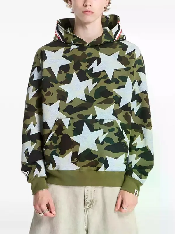 A BATHING APE Shark Camo Hoodie - Green
