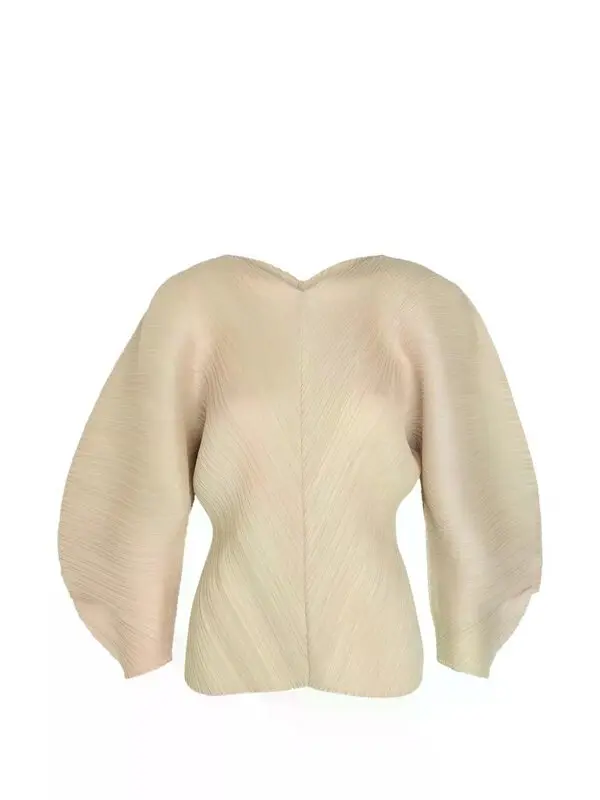 Issey Miyake Coast Pleated Sculptural Top - Neutrals