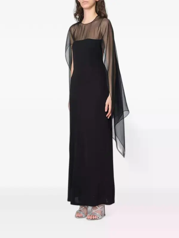 Alberta Ferretti Sheer-panneled Cape-style Maxi Dress
