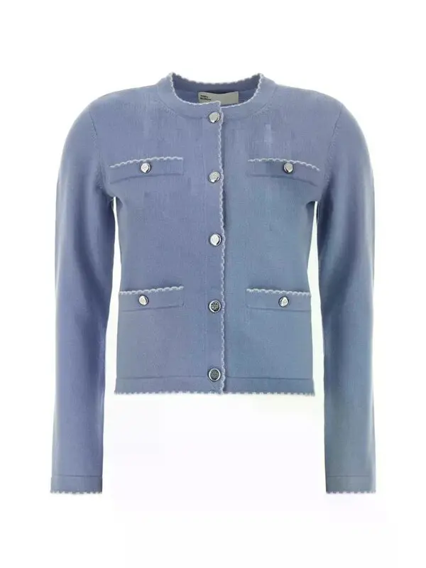 Tory Burch Kendra Scalloped Wool Cardigan - Blue