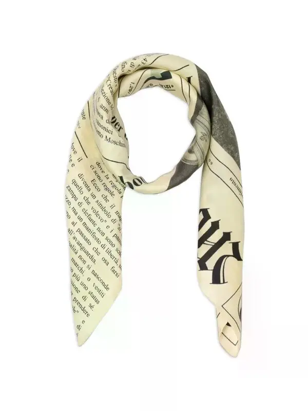 Moschino Newspaper-print Silk Scarf - Neutrals