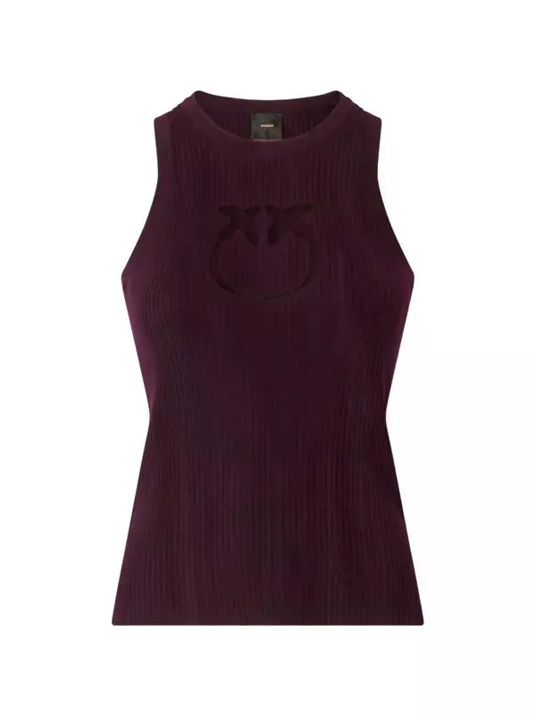 Pinko Love Birds Cut-out Ribbed Tank Top - Purple