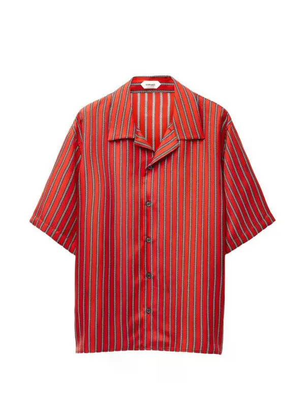 Versace Printed Silk Twill Shirt - Red